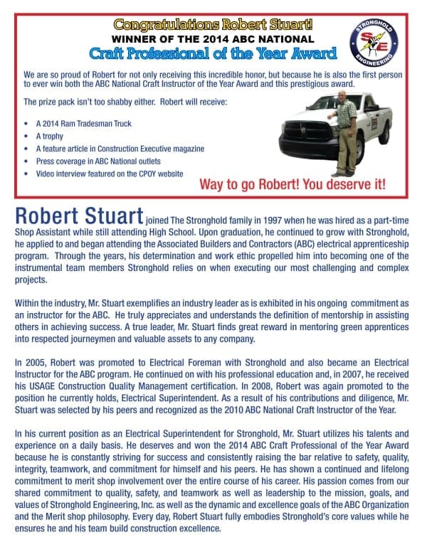 Robert Stuart named National Craft Instructor of the Year - Stronghold ...